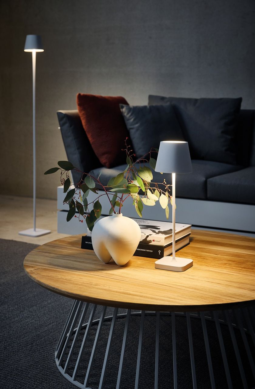 GRID Round teak garden side table By solpuri | design Karsten Weigel