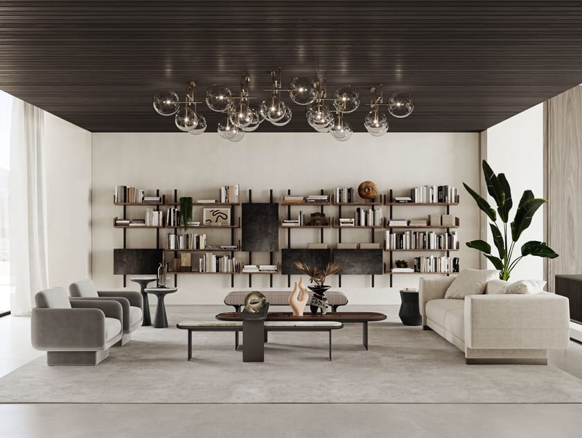 BRERA Wall-mounted modular wooden bookcase By Gallotti&Radice