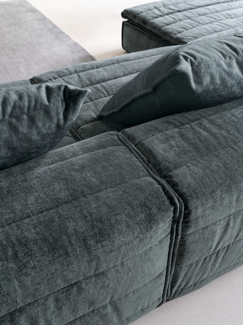 SAMET LOW B Modular 4 seater fabric sofa with chaise longue By Gervasoni