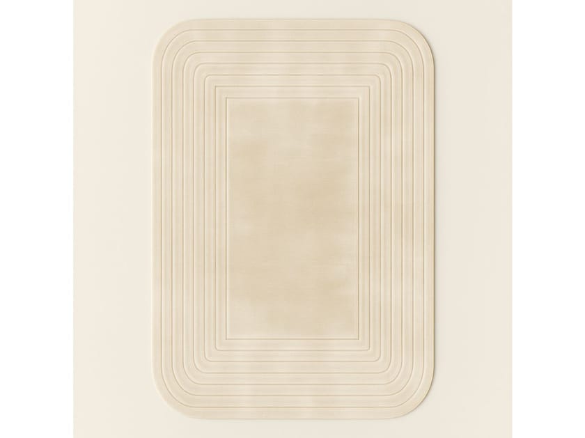 IVORY CREAM CURVED Handmade Bamboo silk and wool rug By Ghodrati Rug