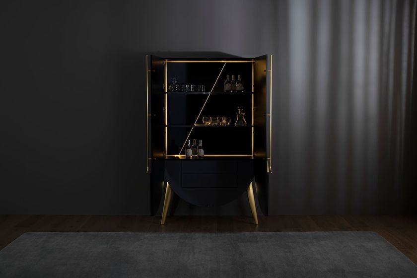 SAQRIS Wooden highboard with integrated lighting By Greenapple
