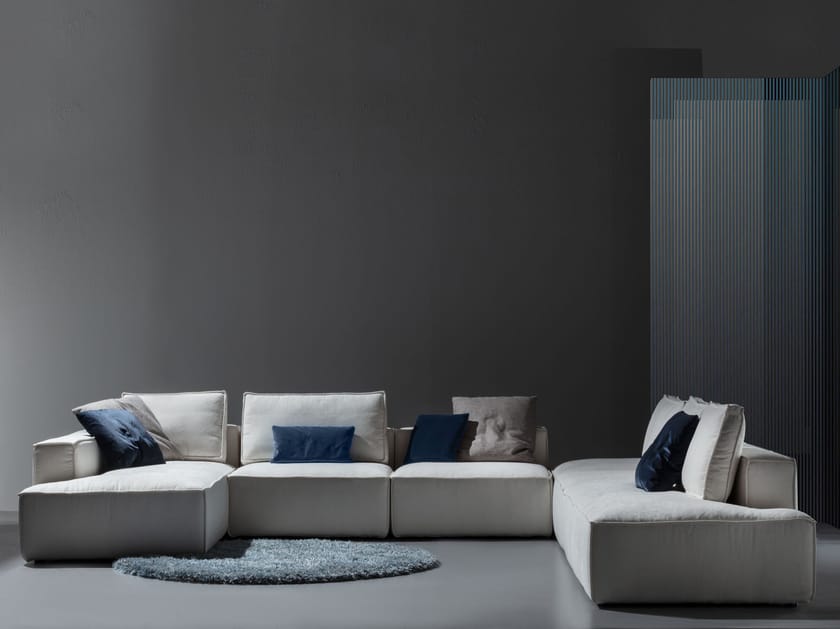 BOSS Fabric sofa with chaise longue with removable cover By Gruppo Fox