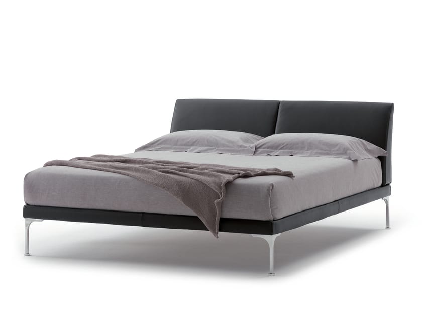 JENNIFER Lit matrimonial en cuir avec tête rembourrée By Gruppo Fox