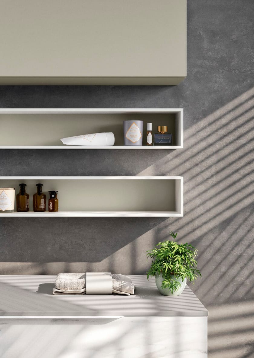 ECLIPSE 08 Single wall-mounted vanity unit with mirror By Gruppo Geromin