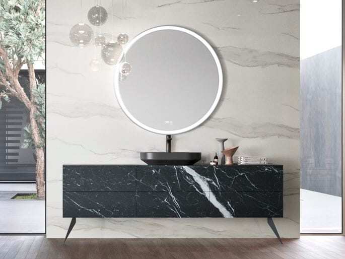 ECLIPSE 09 Floor-standing single vanity unit with mirror By Gruppo Geromin