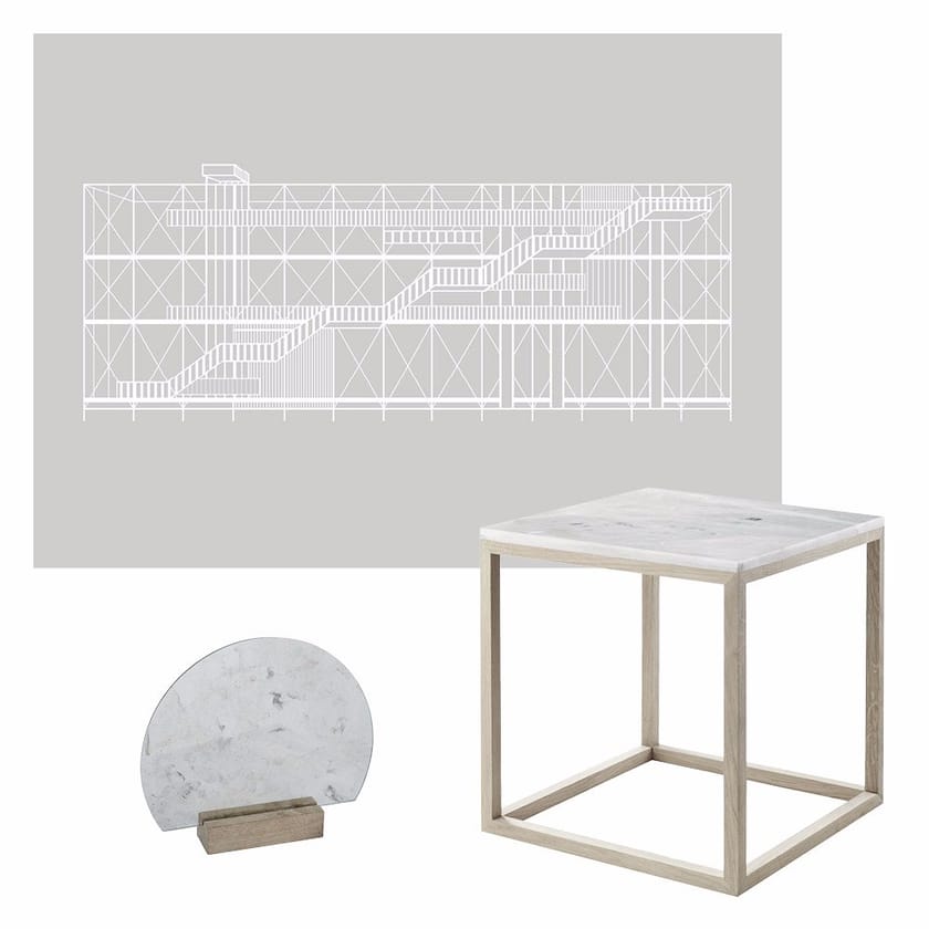 Countertop round mirror HALF-MOON MARBLE By Kristina Dam Studio