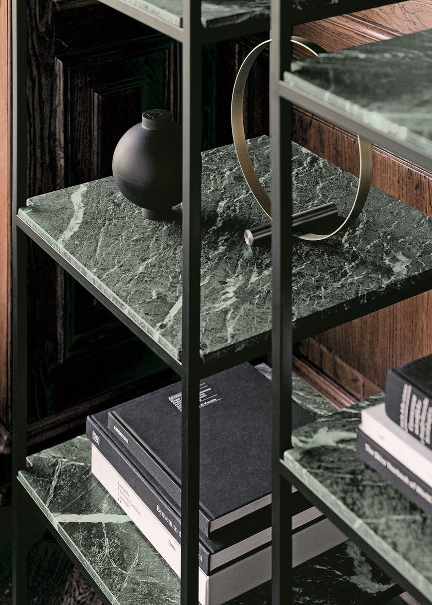 HARDY Open freestanding metal bookcase By Meridiani | design Andrea Parisio