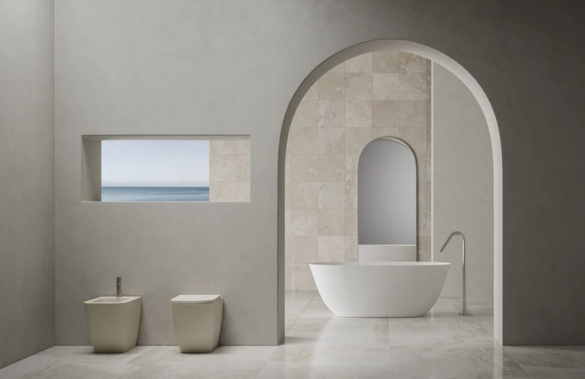 TECNA Floor mounted rimless ceramic toilet By HATRIA