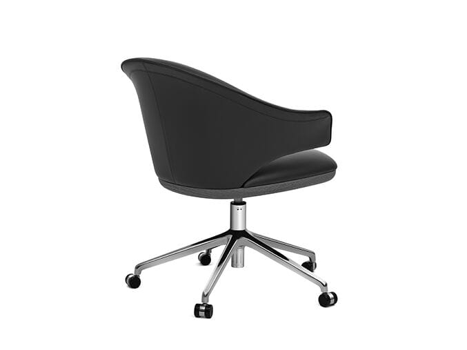 ERIKA Upholstered leather chair with armrests with 5-spoke base By HC28 ...