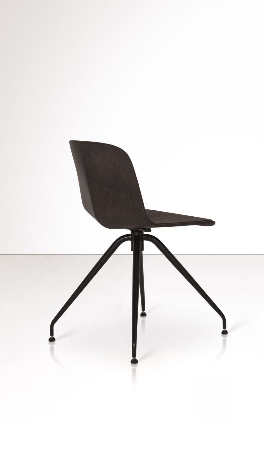 HERRINGBONE - CONTRACT Swivel trestle-based steel and wood chair By ...