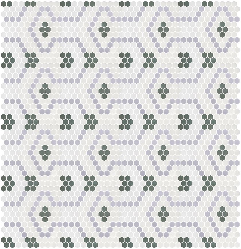 Indoor/outdoor glass mosaic HEX PATTERN 5 By ONIX