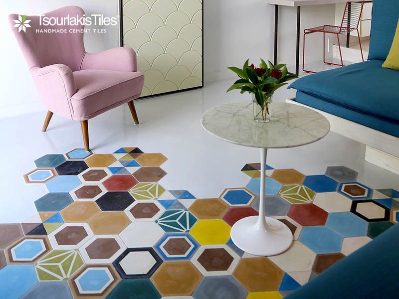 Indoor/outdoor cement wall/floor tiles HEXAGON SOLID COLOR By ...