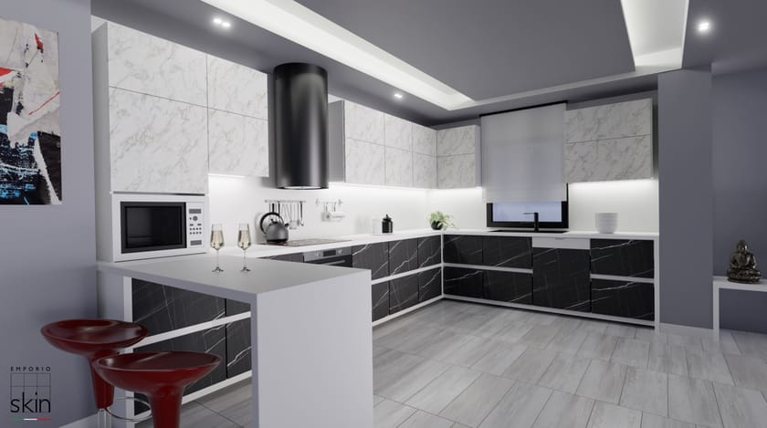 Melamine furniture foil with marble effect HI TOUCH ZEFIRO BIANCO Hi ...