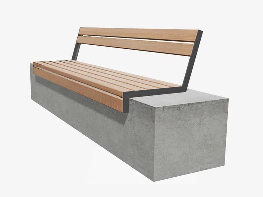 HOP HOP WALL | Bench with back Steel and wood bench with back By miramondo