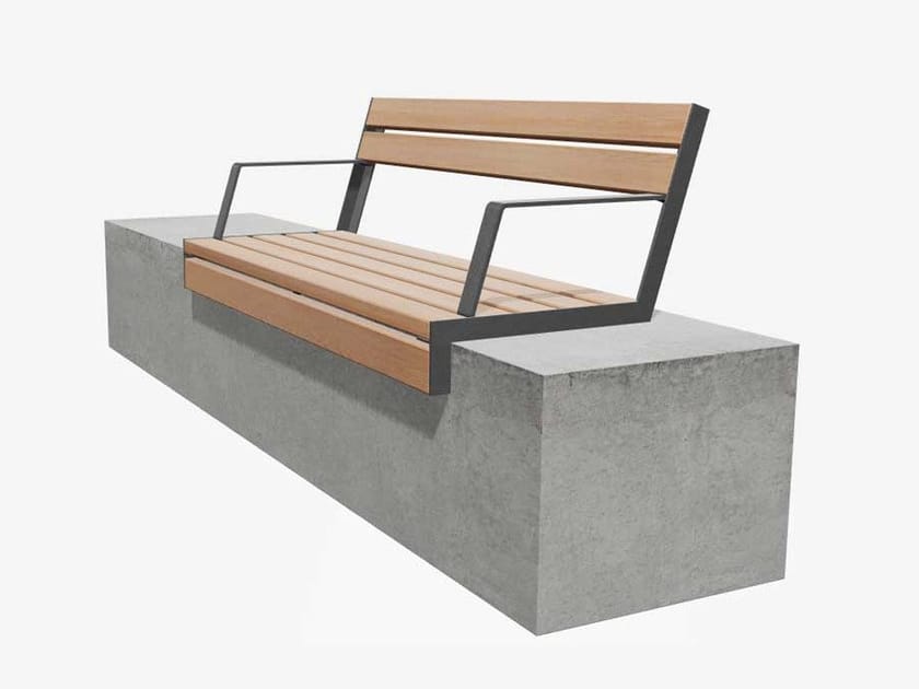 HOP HOP WALL | Bench with back Steel and wood bench with back By miramondo