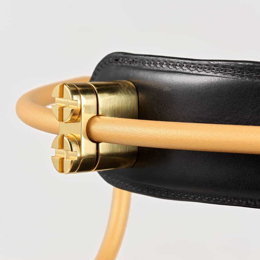 HUG BAR STOOL | Stool with back High tanned leather and steel stool ...