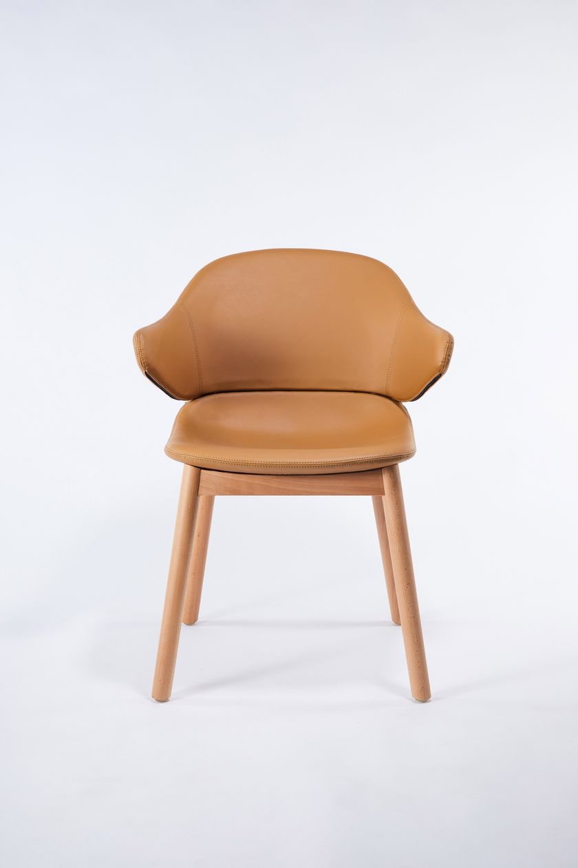 HUG Leather chair with armrests and beech legs By grado design | design ...