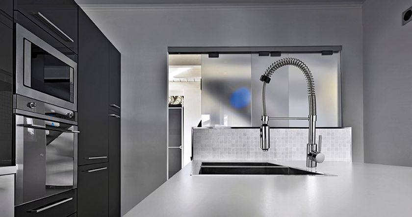 Single handle brass kitchen mixer tap with swivel spout HYPERFLEX By ...