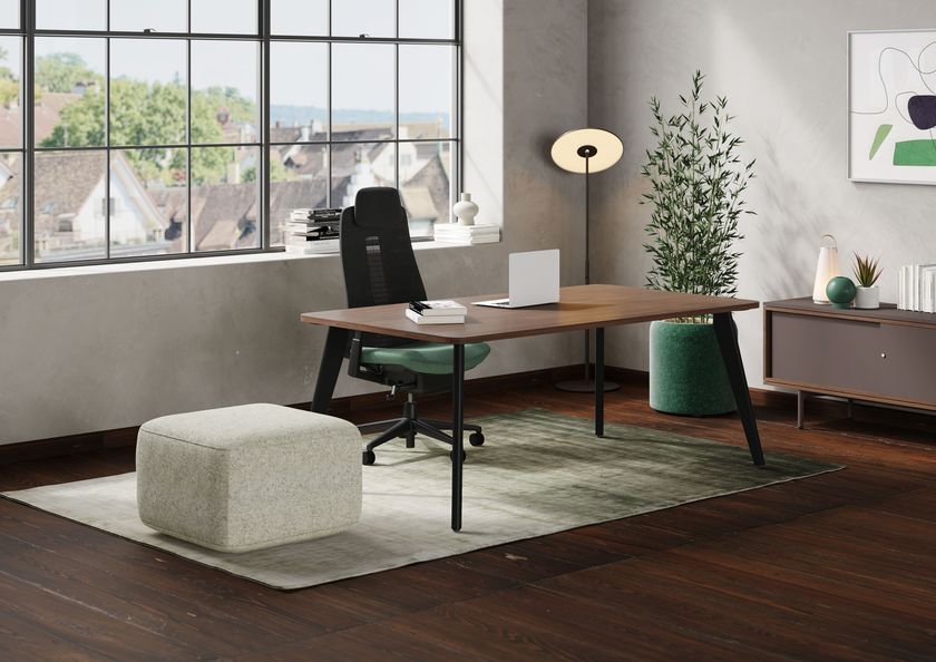 A_WOOD Rectangular laminate office desk By Haworth