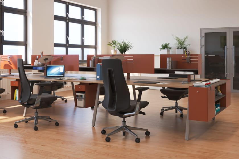 INTUITY Sectional multiple melamine office workstation with desk ...