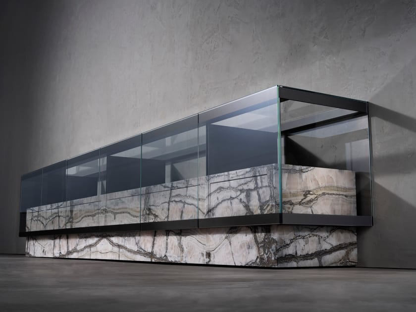 TEKE EVO Glass sideboard with stone interiors By Henge | design Massimo ...