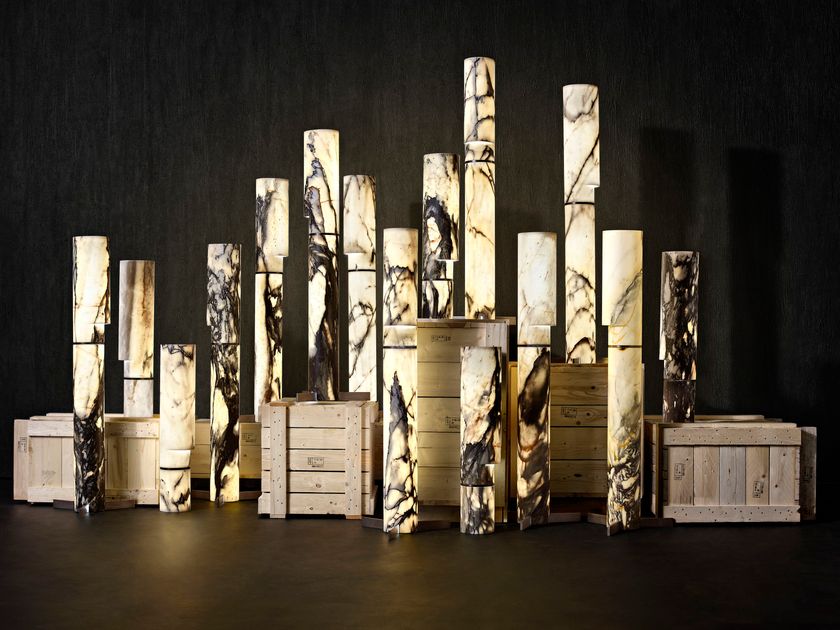 TEST-ONE Rapolano travertine table lamp By Henge | design Ugo Cacciatori
