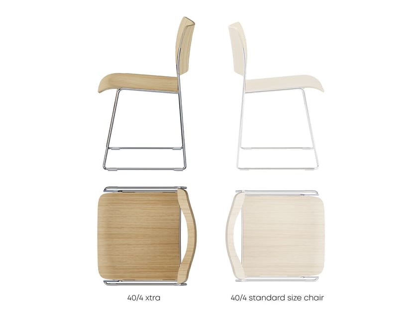 40/4 XTRA Stackable sled base wood veneer chair By Howe | design David ...