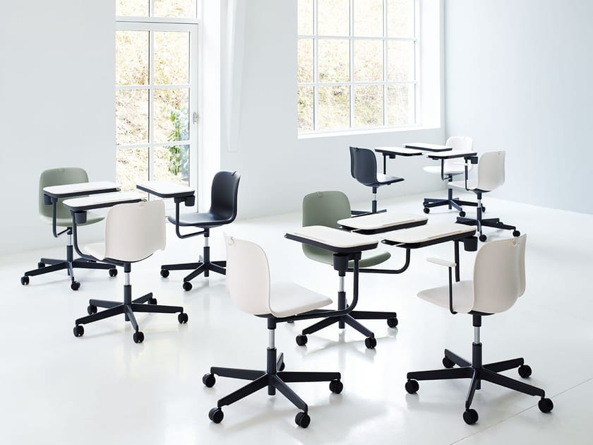 SIXE LEARN Training chair with 5-spoke base with writing tablet By Howe ...