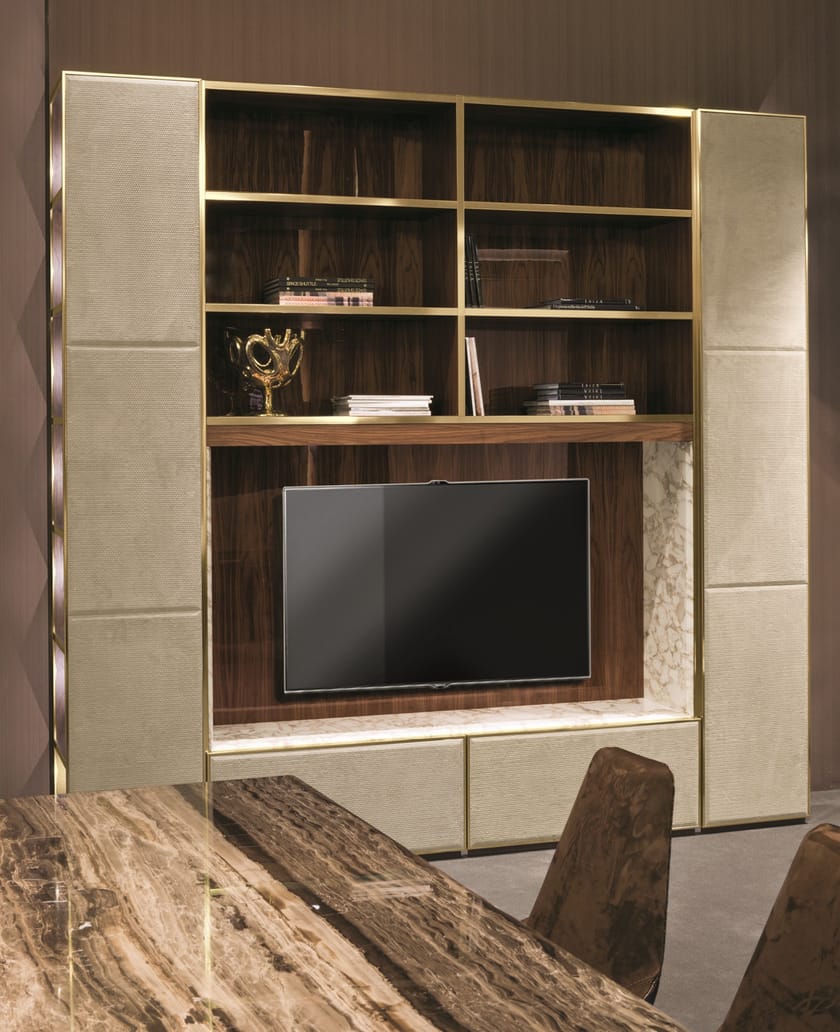 Sectional storage wall IANUS MIDDLE By Longhi design Alessandro La Spada