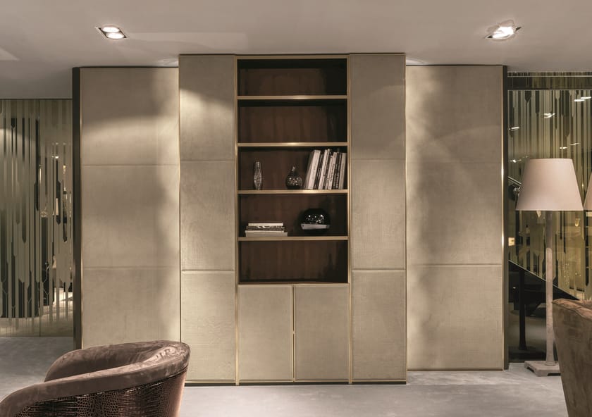 Sectional storage wall IANUS MIDDLE By Longhi design Alessandro La Spada
