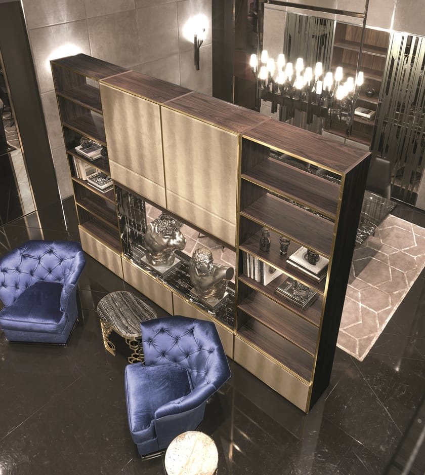 Sectional storage wall IANUS MIDDLE By Longhi design Alessandro La Spada