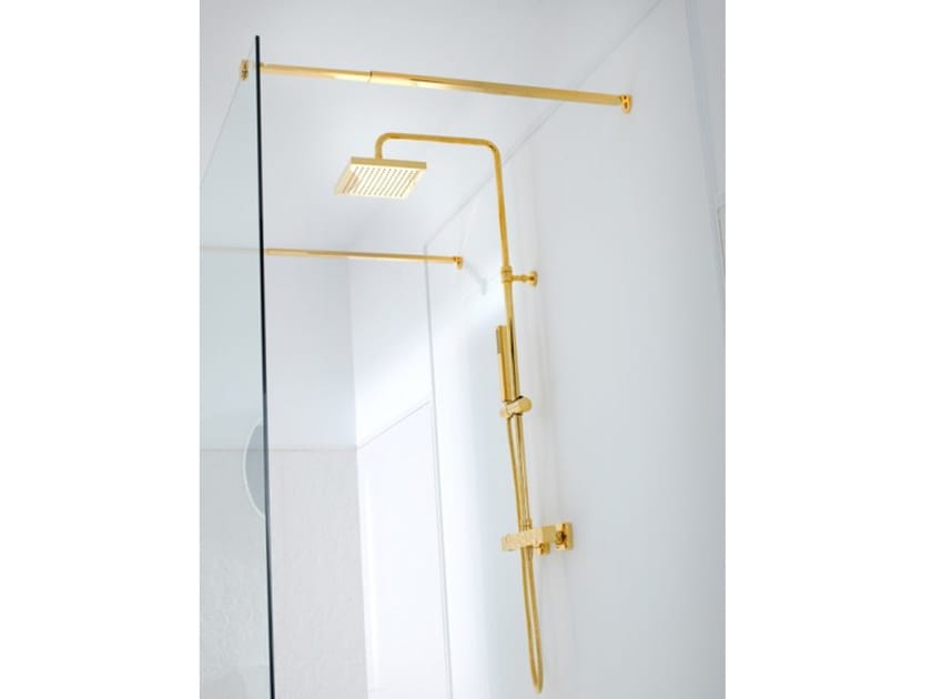 Wall-mounted shower panel with hand shower ICON By KRION