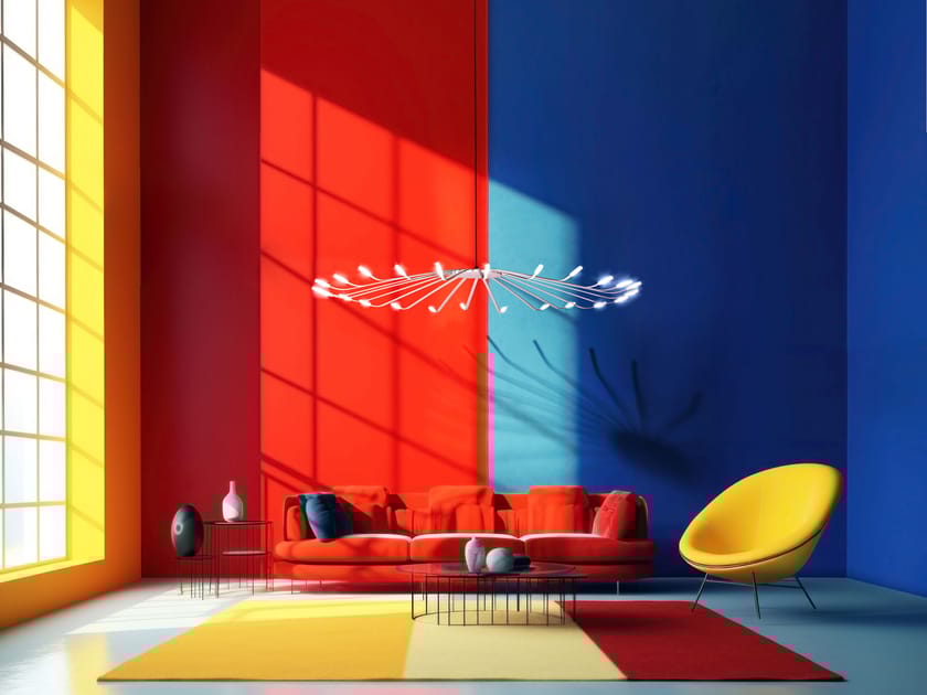 RAGGIO LED glass and aluminium pendant lamp By ICONE