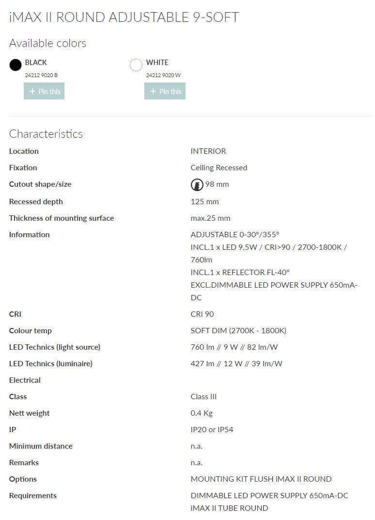 IMAX ADJUSTABLE Recessed LED adjustable spotlight By Deltalight