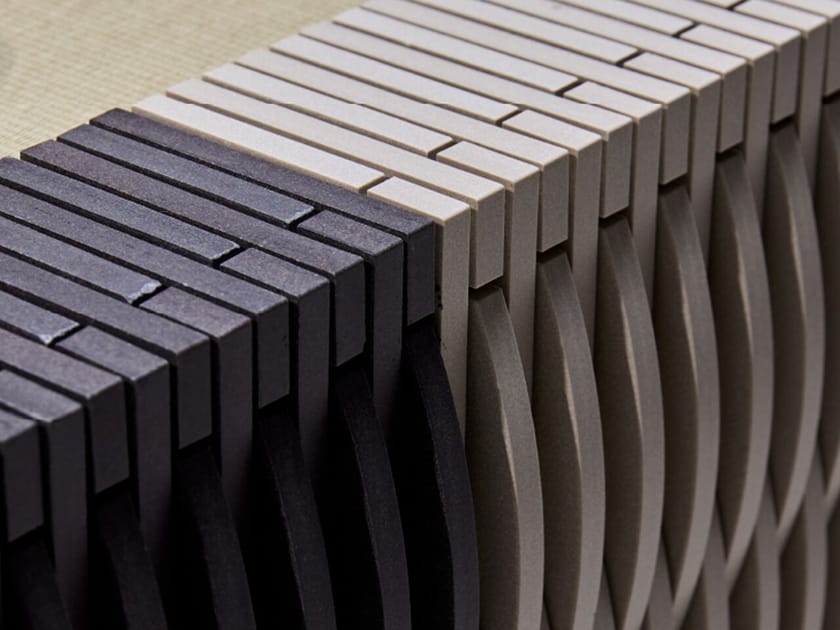 CRESENT BORDER Indoor/outdoor ceramic 3D Wall Cladding By INAX