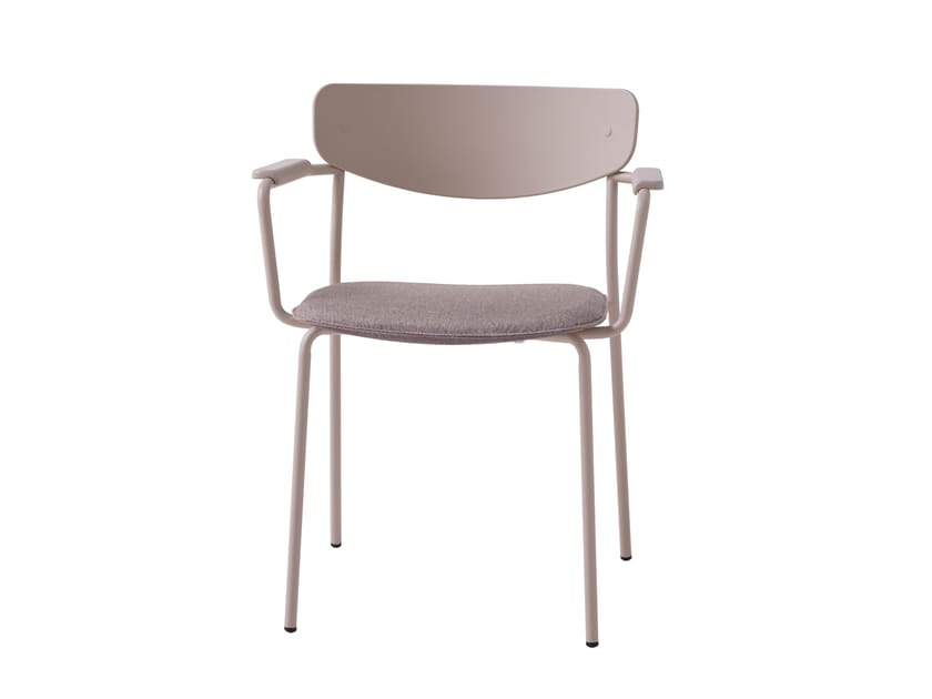 LEA Stackable polypropylene chair with armrests and integrated cushion ...