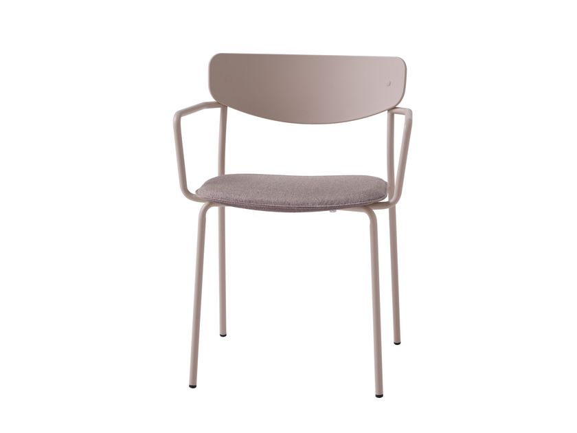 LEA Stackable polypropylene chair with armrests and integrated cushion ...