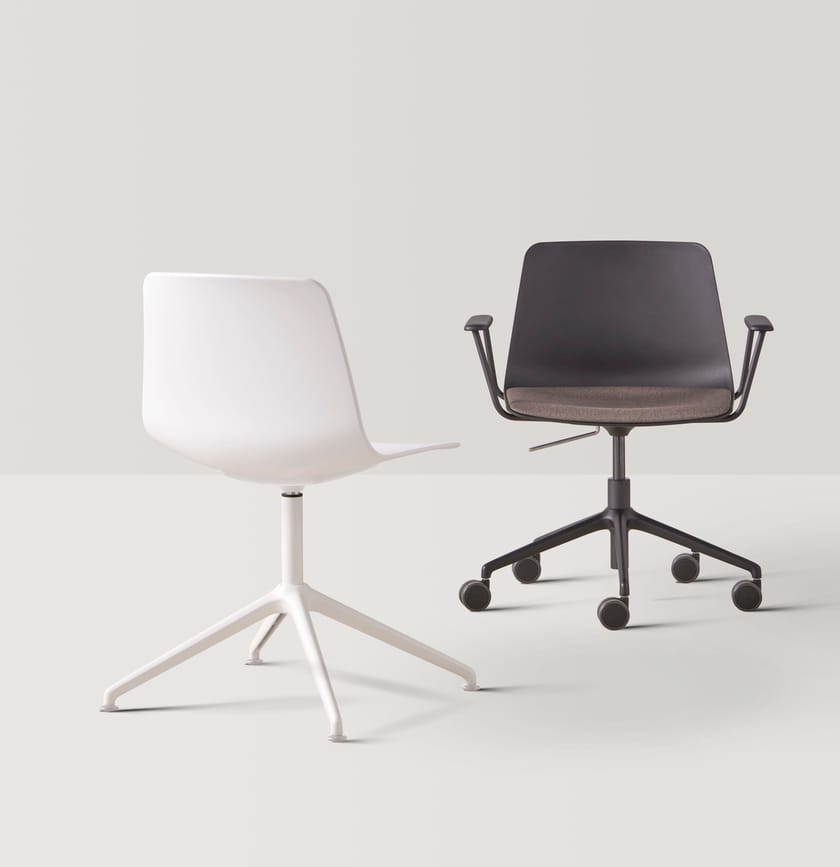 VARYA XL Trestle-based swivel polypropylene office chair with armrests ...