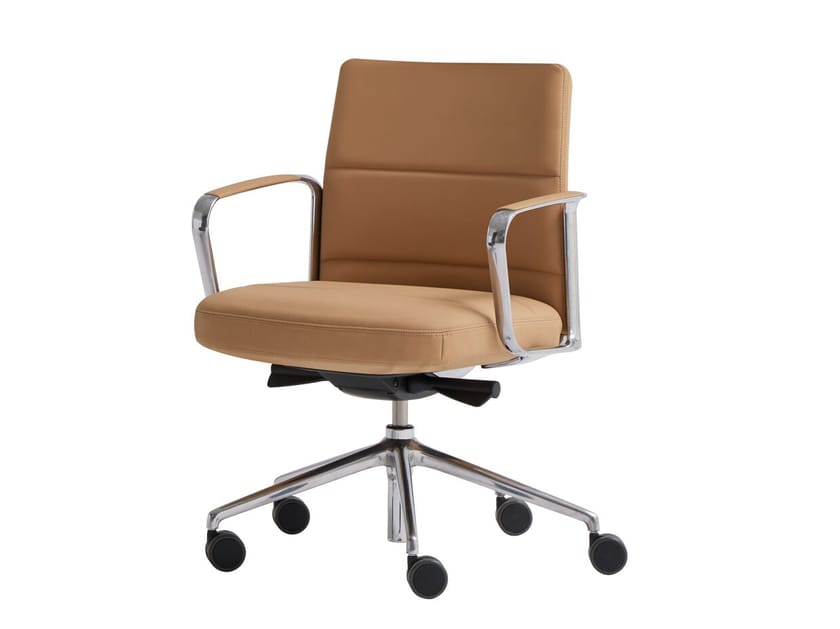 ZENPRO Height-adjustable swivel leather office chair with 5-Spoke base ...