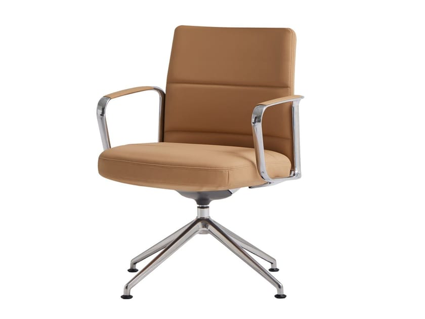 ZENPRO Trestle-based swivel leather office chair with armrests By INCLASS