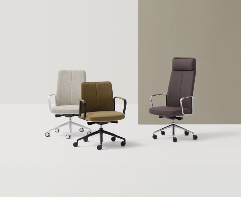 ZENPRO Height-adjustable swivel leather office chair with 5-Spoke base ...