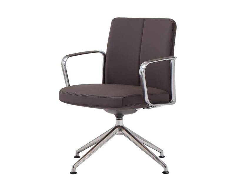 ZENPRO Trestle-based swivel leather office chair with armrests By INCLASS