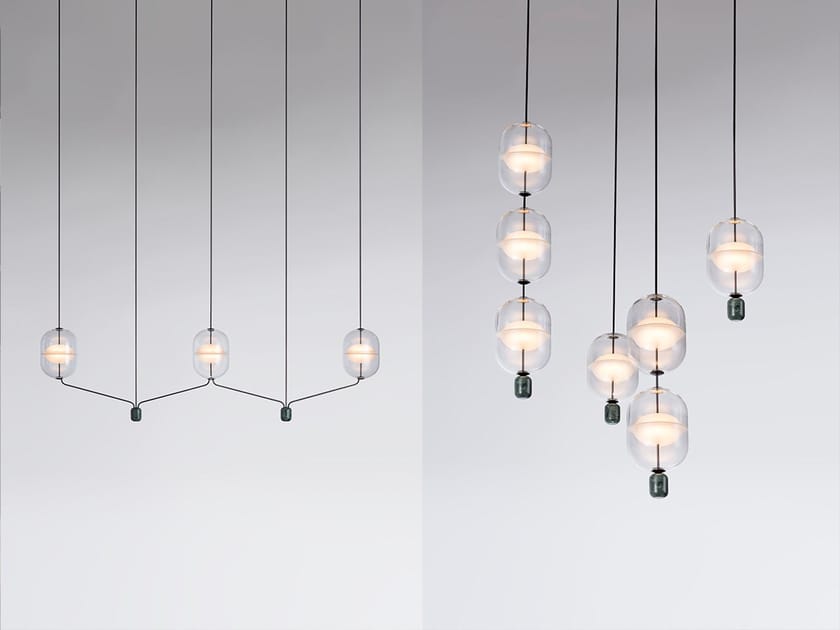 INDRE LED stone and glass modular pendant system By Rakumba