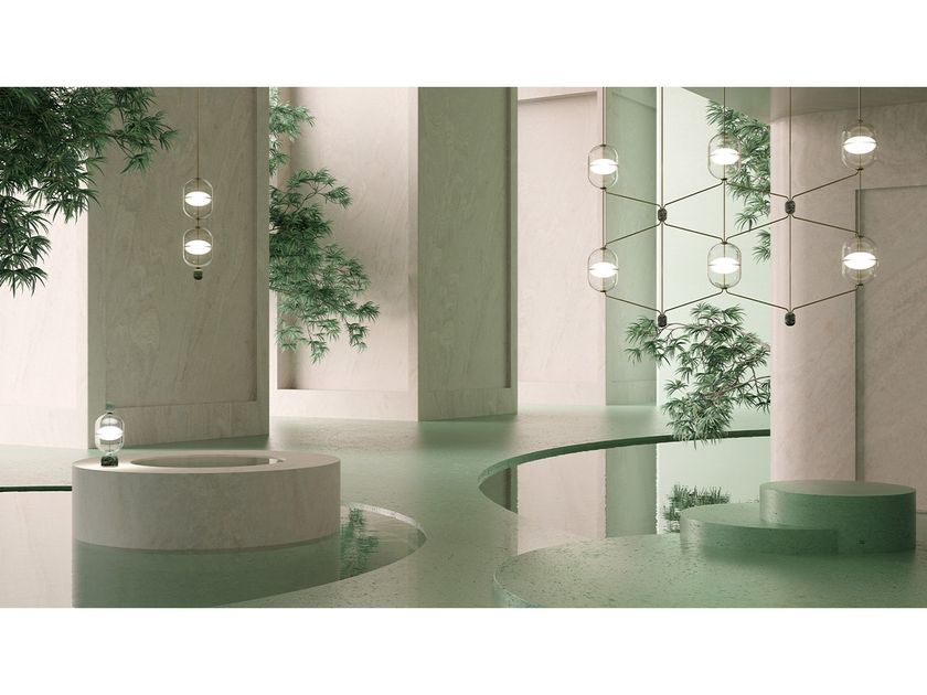 INDRE LED stone and glass modular pendant system By Rakumba