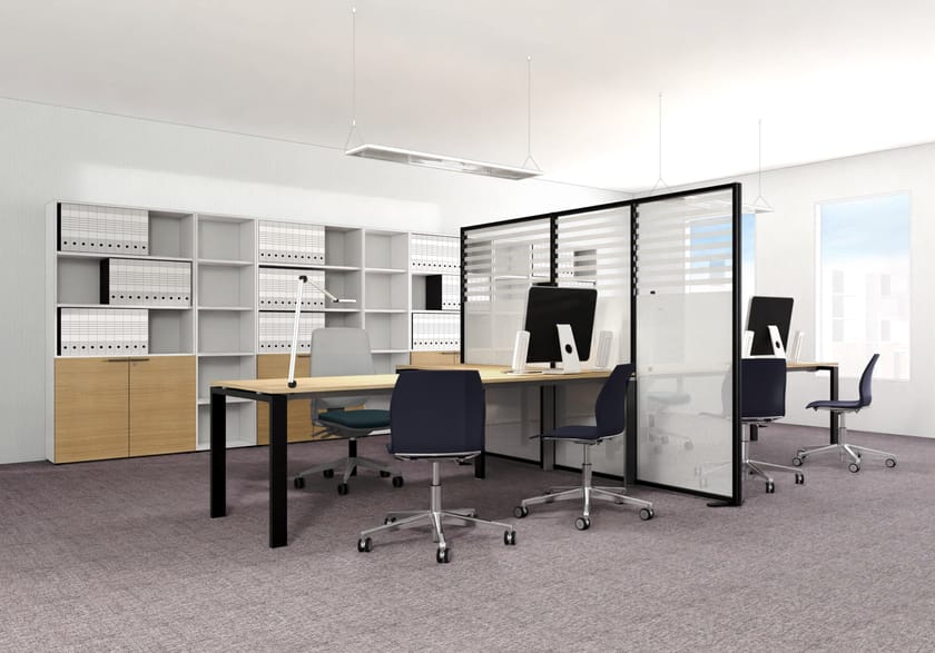 INUNO Freestanding aluminium and methacrylate office screen By STUDIO T