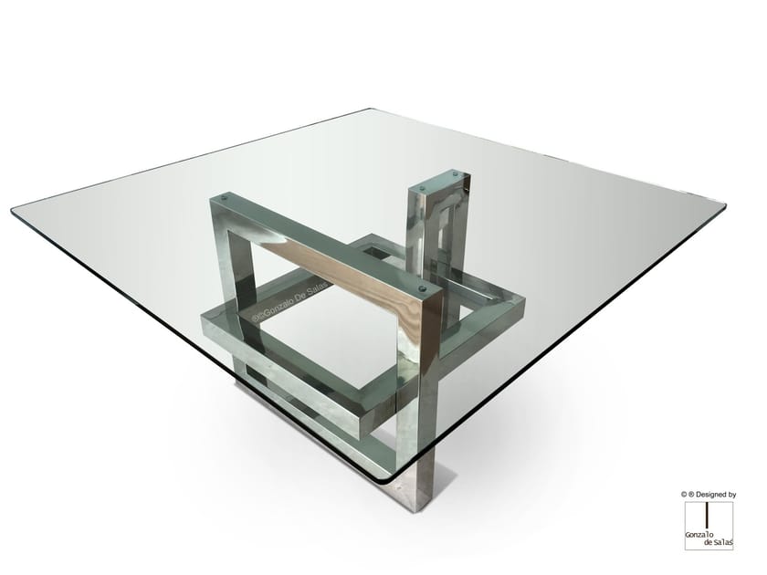 IOS Square glass and iron dining table By Gonzalo De Salas