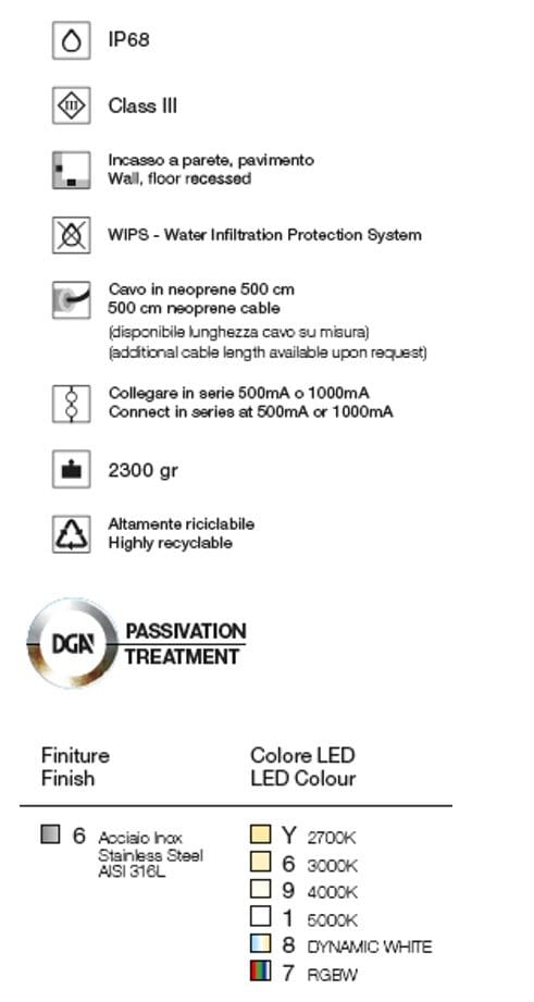 IRIDE 3 i IP68 LED metal underwater lamp By DGA