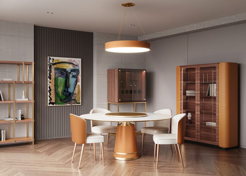 ISIDE Round marble table with Lazy Susan By Formitalia