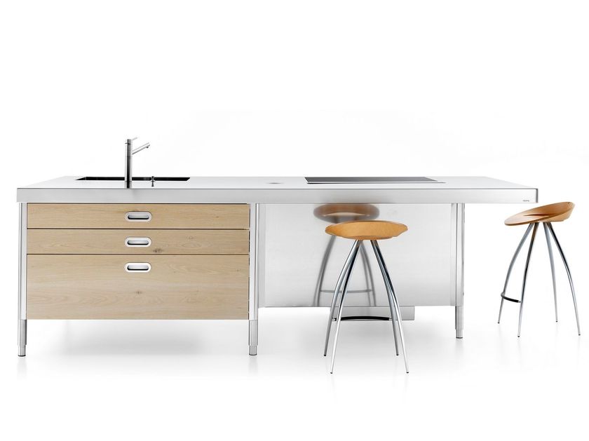 Elemento cucina inox a isola con area snack ISOLA LC 280 SNACK By ALPES ...