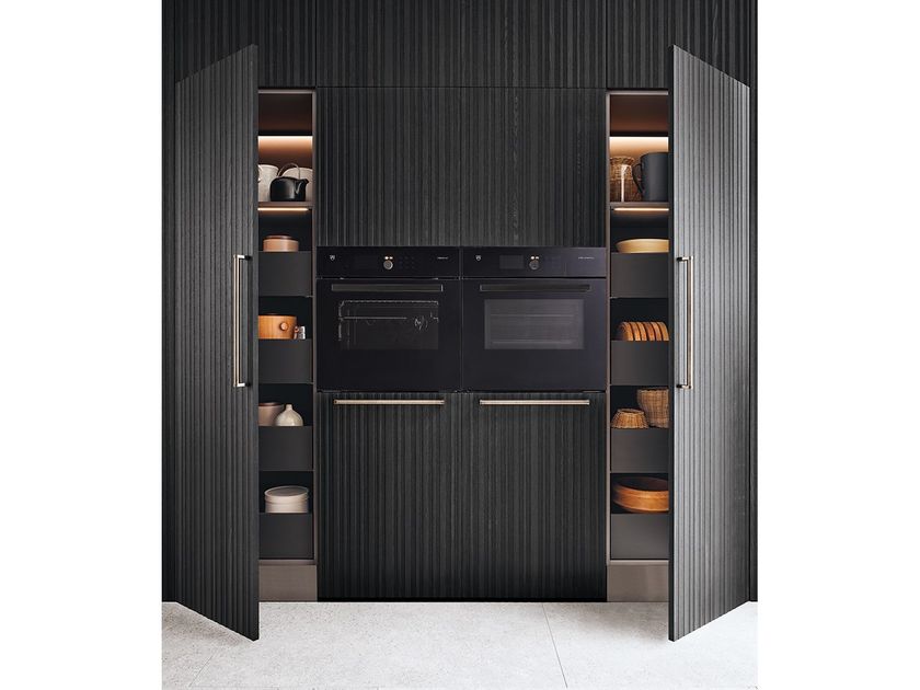 ITALIA + FRAME SYSTEM Kitchen in stainless steel and wood with double ...